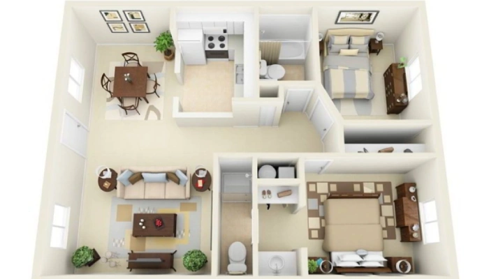 9 Inspirasi Denah Rumah Minimalis 2 Kamar 6x8 | NGERANGKUM